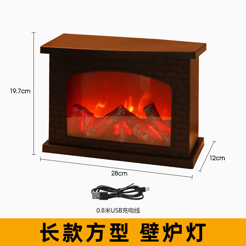 Лампа с имитацией пламени, атмосферная лампа, настольная лампа для спальни, украшение для прикроватной тумбочки, ретро печь, камин, новогоднее украшение, ночник