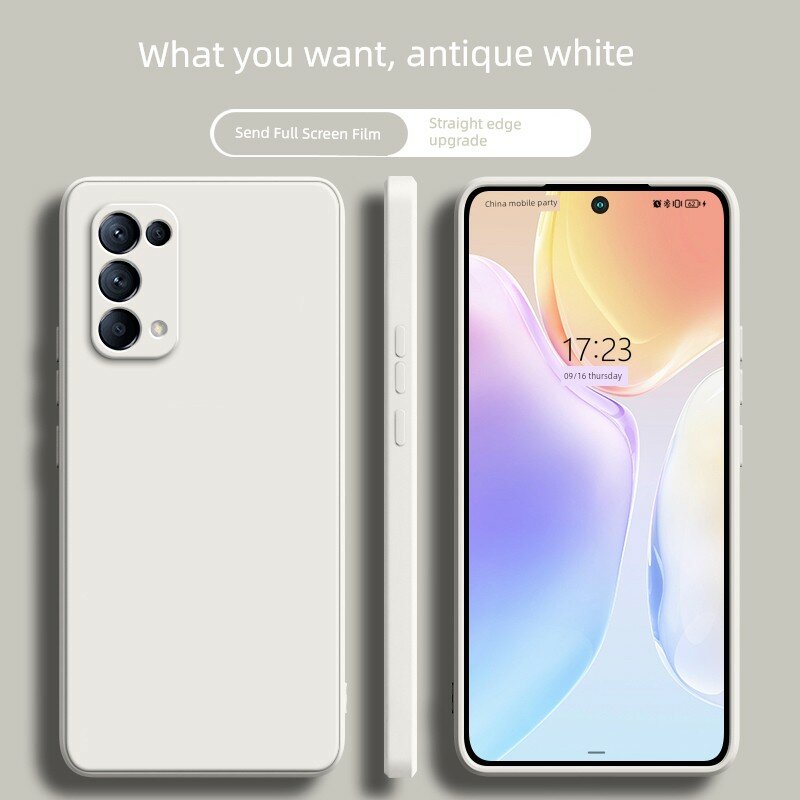 Силиконовый чехол из мягкого TPU для OPPO Reno5 с дизайном жидкого края, цвет античный белый для защиты устройства