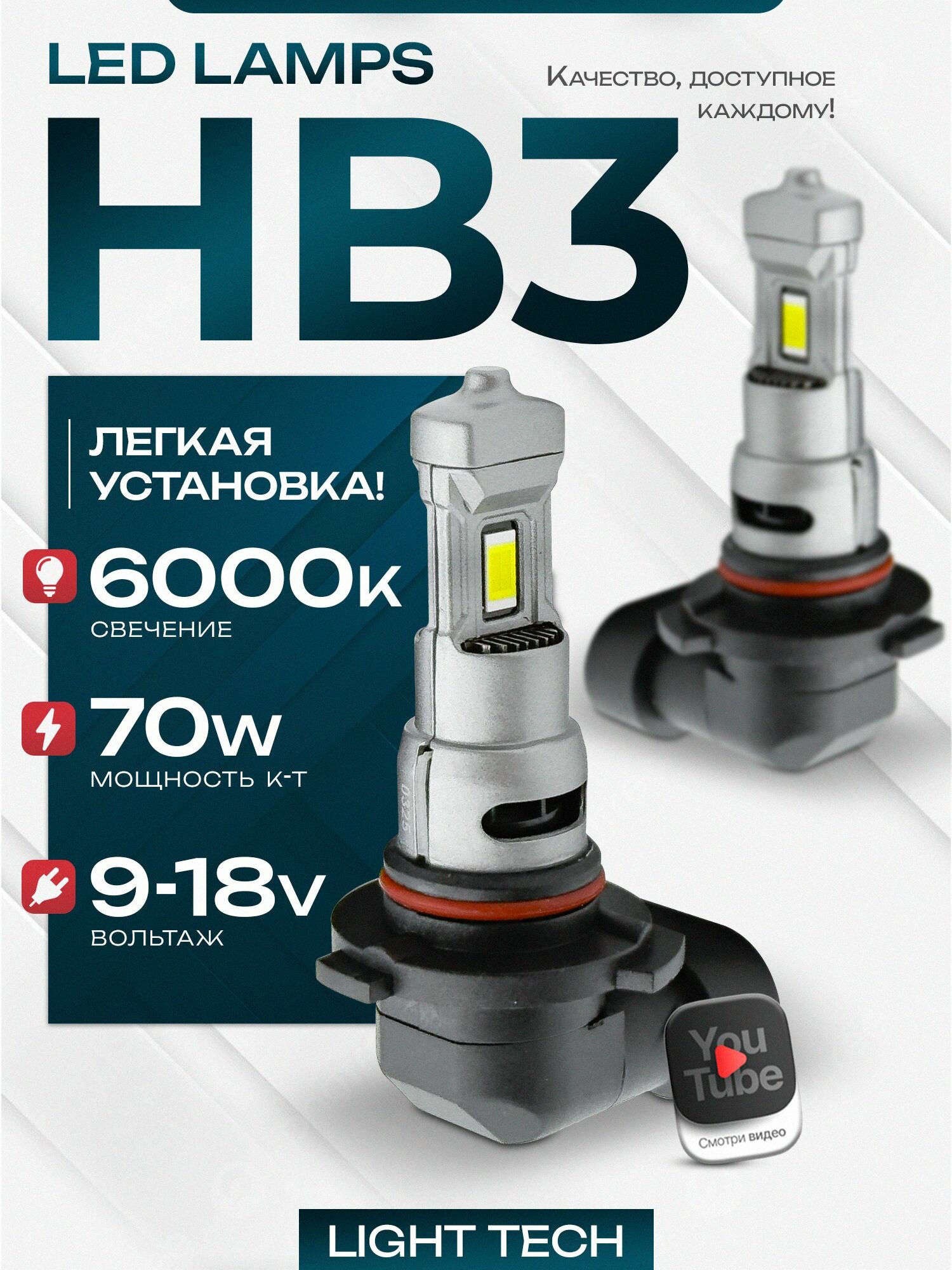 Светодиодные лампы в дальний свет Viper Air PRO Hb3 для BMW X5 E53 1999-2003 / Лампы в дальний HB3 БМВ Х5 Е53