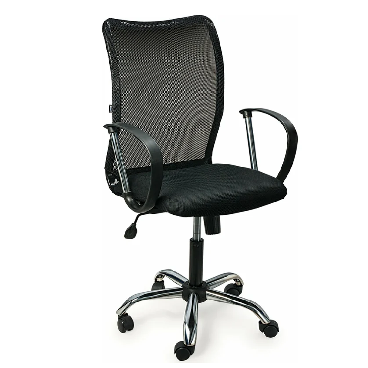 Кресло офисное BRABIX Spring MG-308, с подлокотниками, хром, сетка (531403) черный