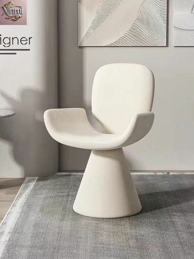 Вращающийся стул для макияжа со спинкой, белый