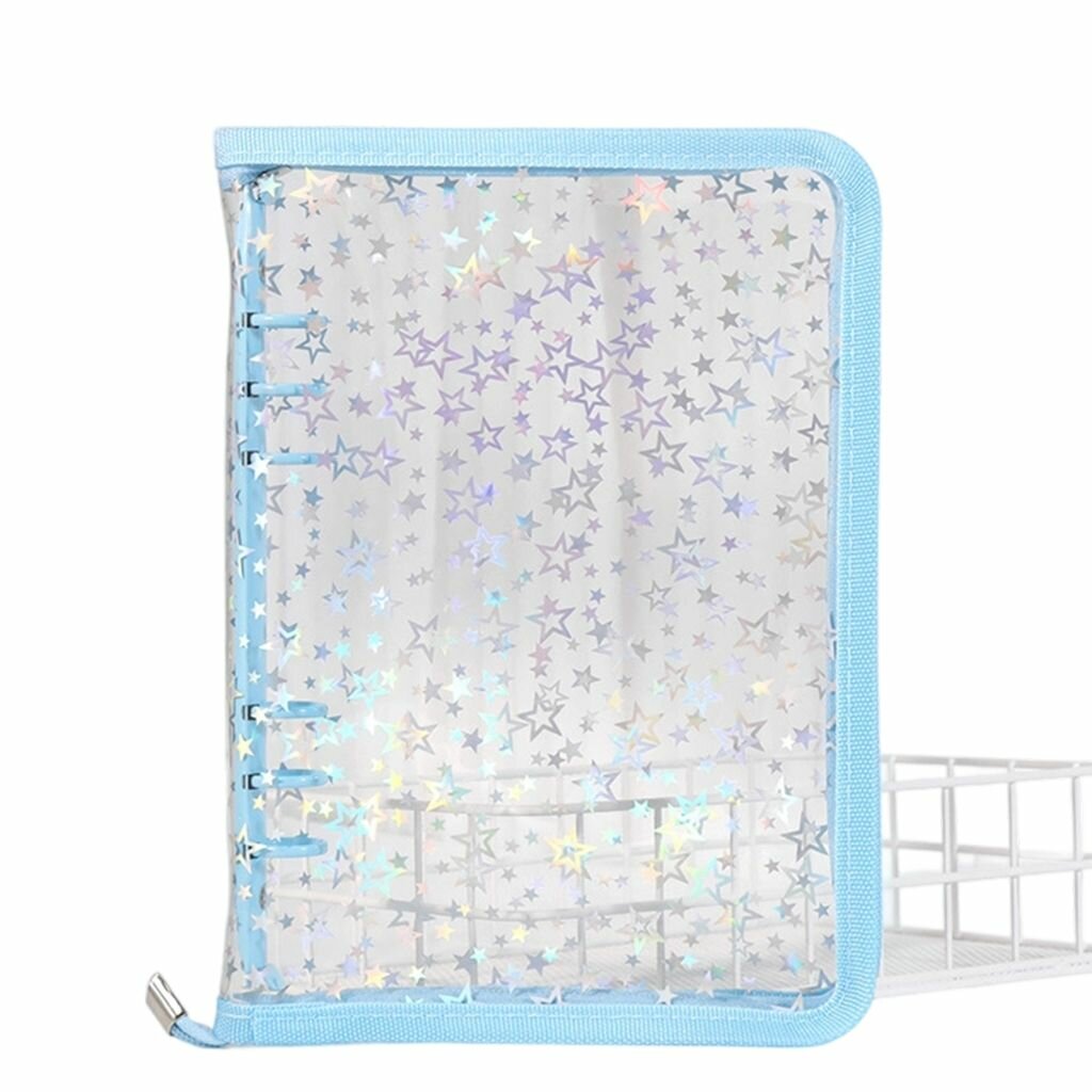 Обложка для переплета формата А5 с красочными звездами на 6 отверстий-Небесно-голубой