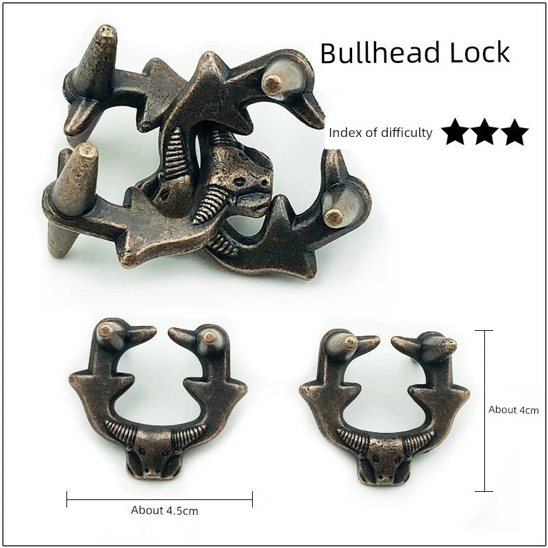 Головоломка-замок «Голова быка» уровня сложности 3 звезды для расслабления