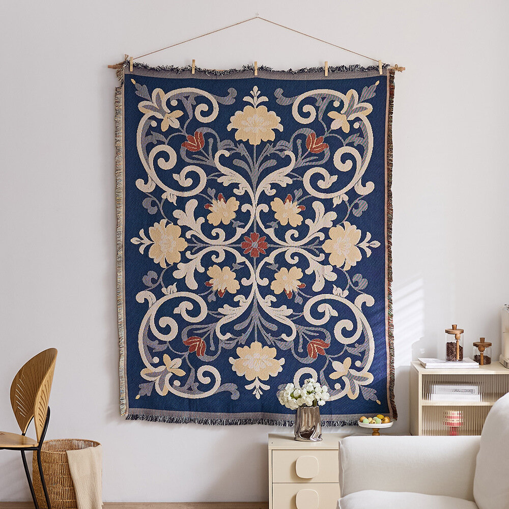 Винтажная ткань с изображением звезд, луны и облаков, стиль искусства, тканевая подвесная картина, декор для стен, фоновая ткань, хлопковая пряжа, таселевая гобелен