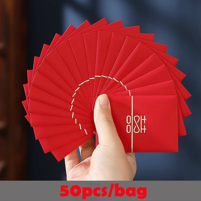 Красные мини-конверты для денег 50 шт. (Цвет: B)