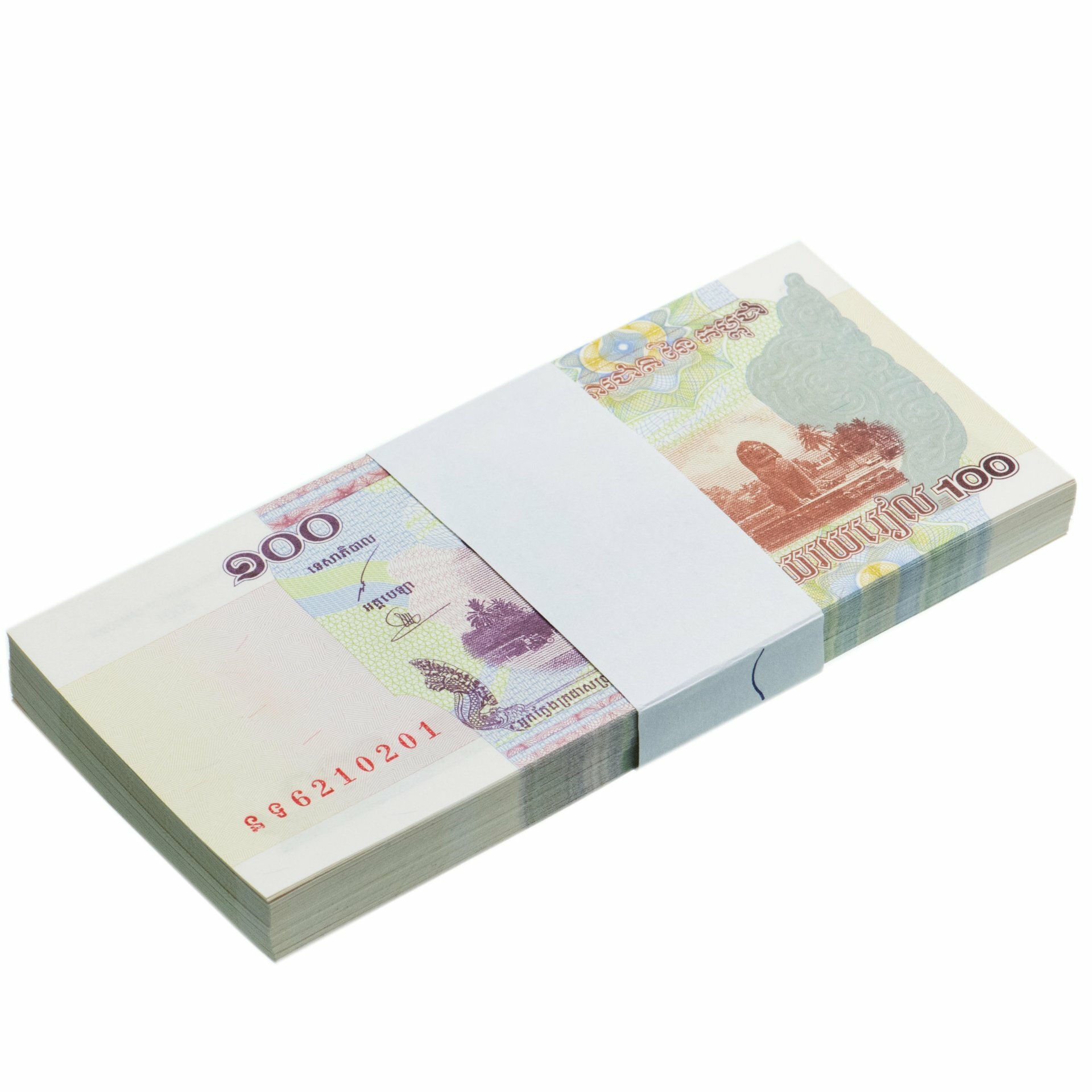 Камбоджа - пачка 100 шт х 100 риэлей 2001 "Памятник Независимости от Франции Школа" Pick 53a