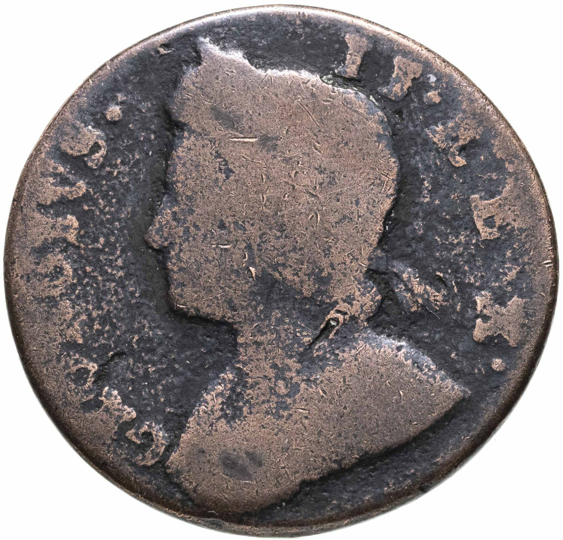 Великобритания 1/2 пенни 1750, Медь, в сохранности VG