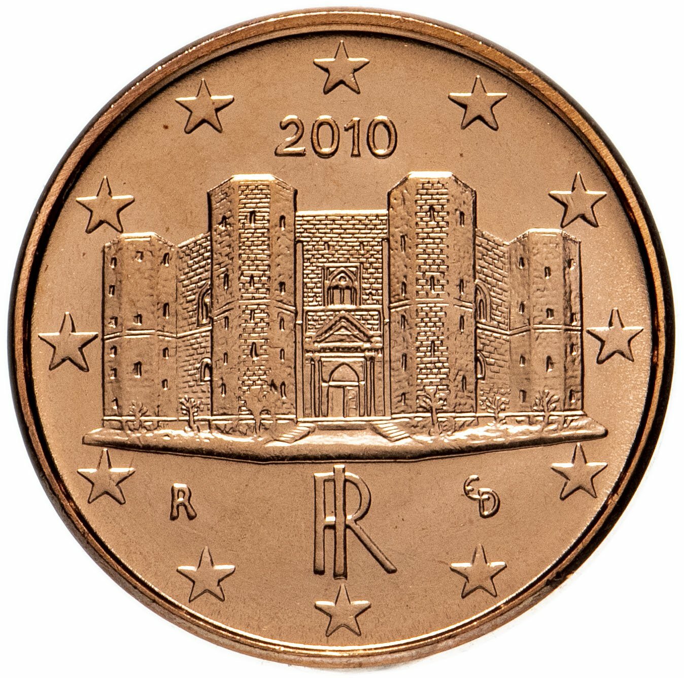 Италия 1 евроцент cent 2010, Сталь, в сохранности UNC