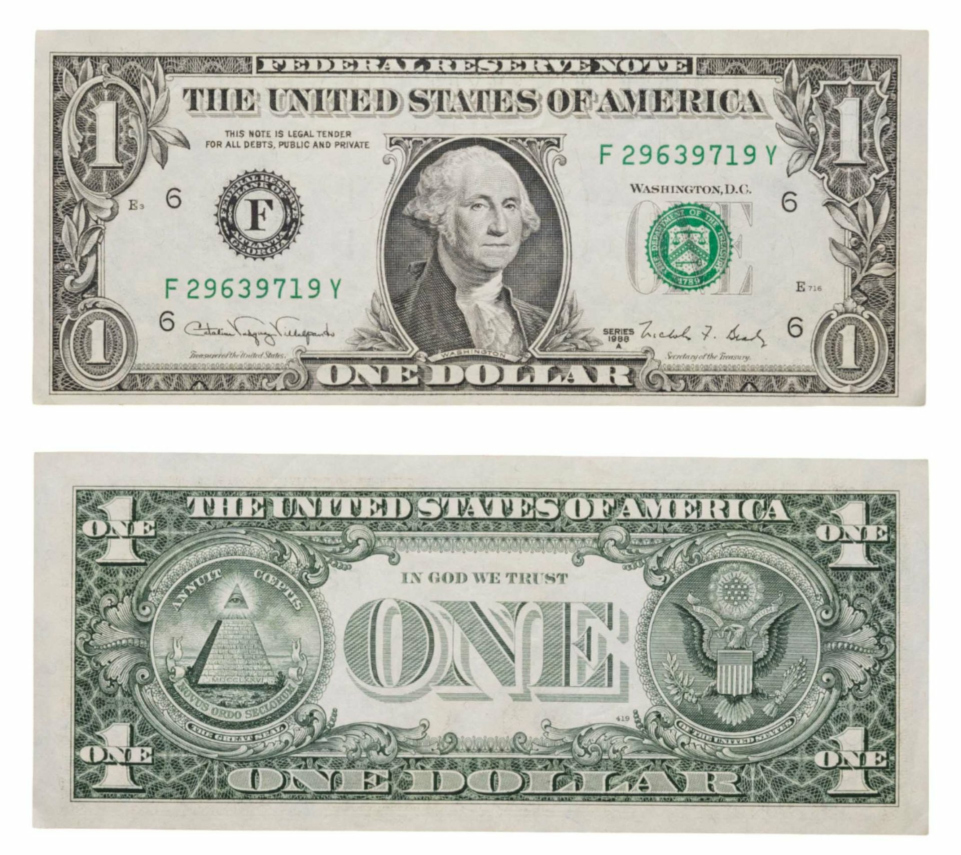 США 1 доллар 1988A Pick 480b F-Атланта