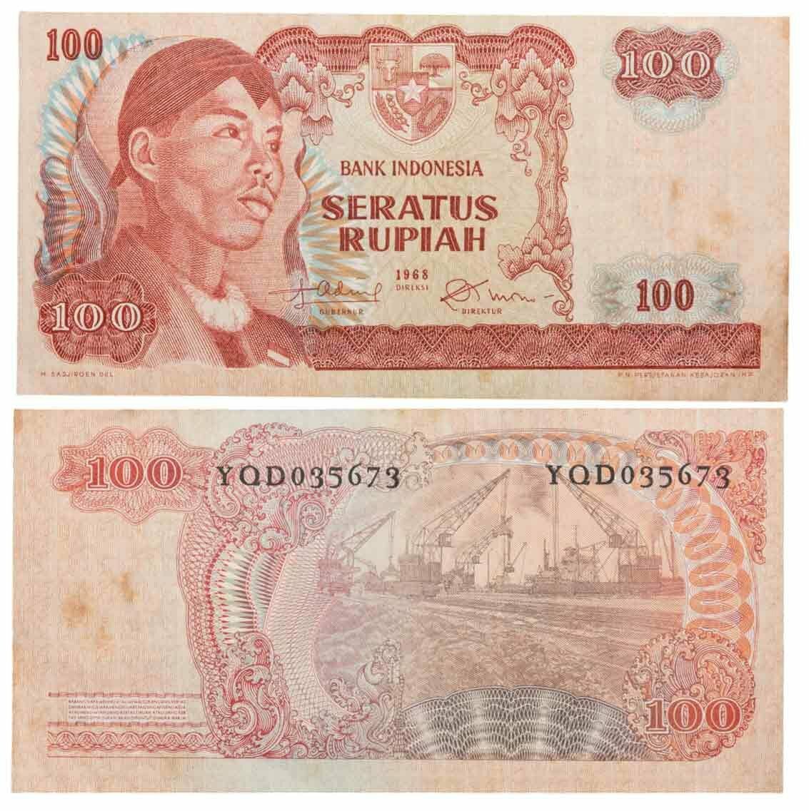 Индонезия 100 рупий 1968 г Pick 108