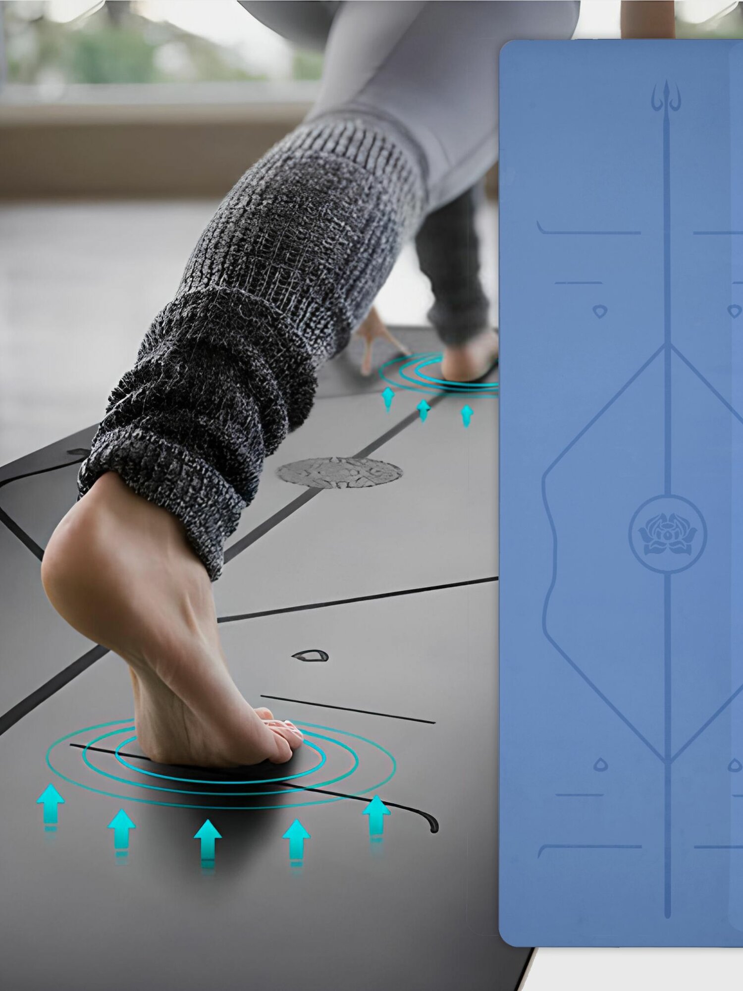 Коврик для фитнеса и йоги нескользящий каучуковый с покрытием Non-Slip Namaste Team 183*68*0,5 см - Dark Blue