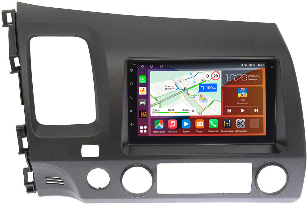 Штатная магнитола Honda Civic 8 4D 2005-2012 (левый руль, седан) Canbox H-Line 4474-RP-HNCV52-60 Android 10 (4G-SIM, 8/256, DSP, QLed)