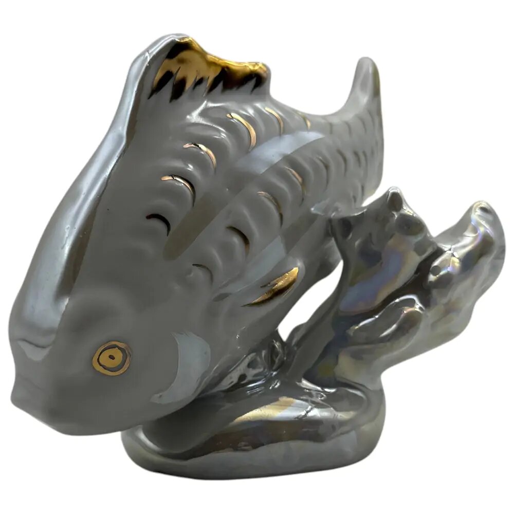 Фарфоровая статуэтка "Карп", автор Кожин П. М, 1968 г, Дулево, СССР