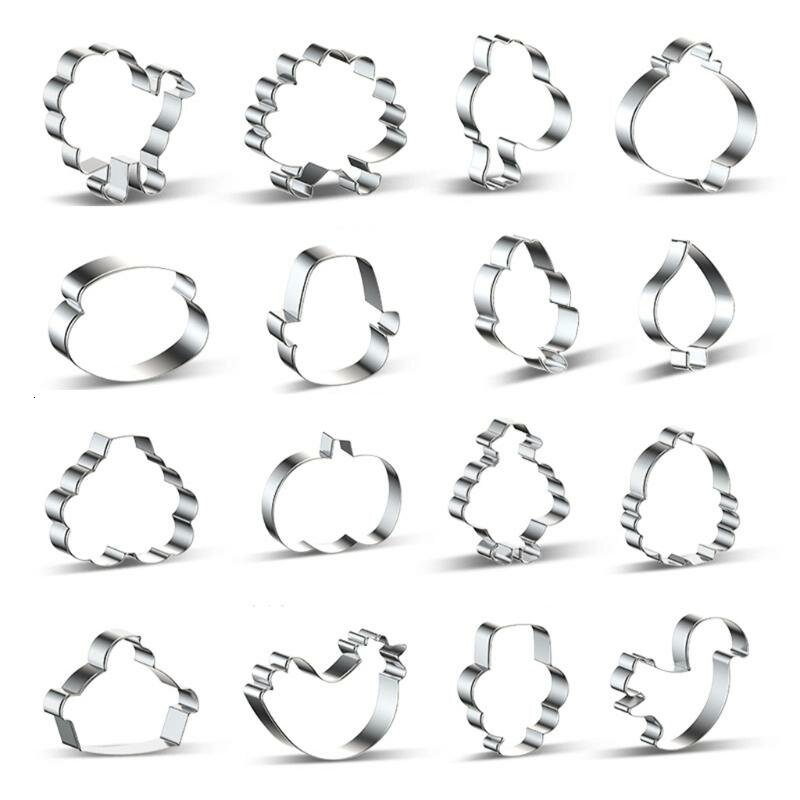 Форма для печенья 16 шт. индейка, лист клёна, нержавеющая сталь