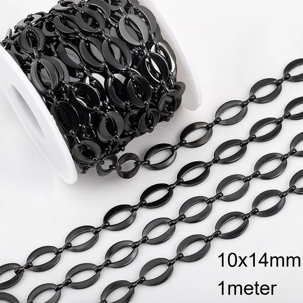 MINGXUAN Черная цепочка из нержавеющей стали 1 метр для рукоделия