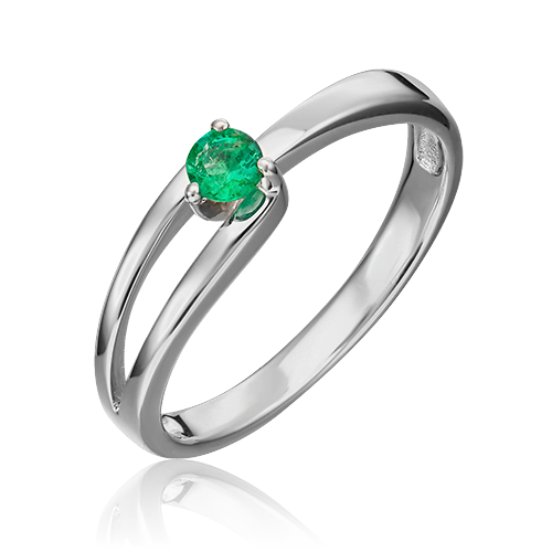 Кольцо, белое золото, 585 проба, изумруд