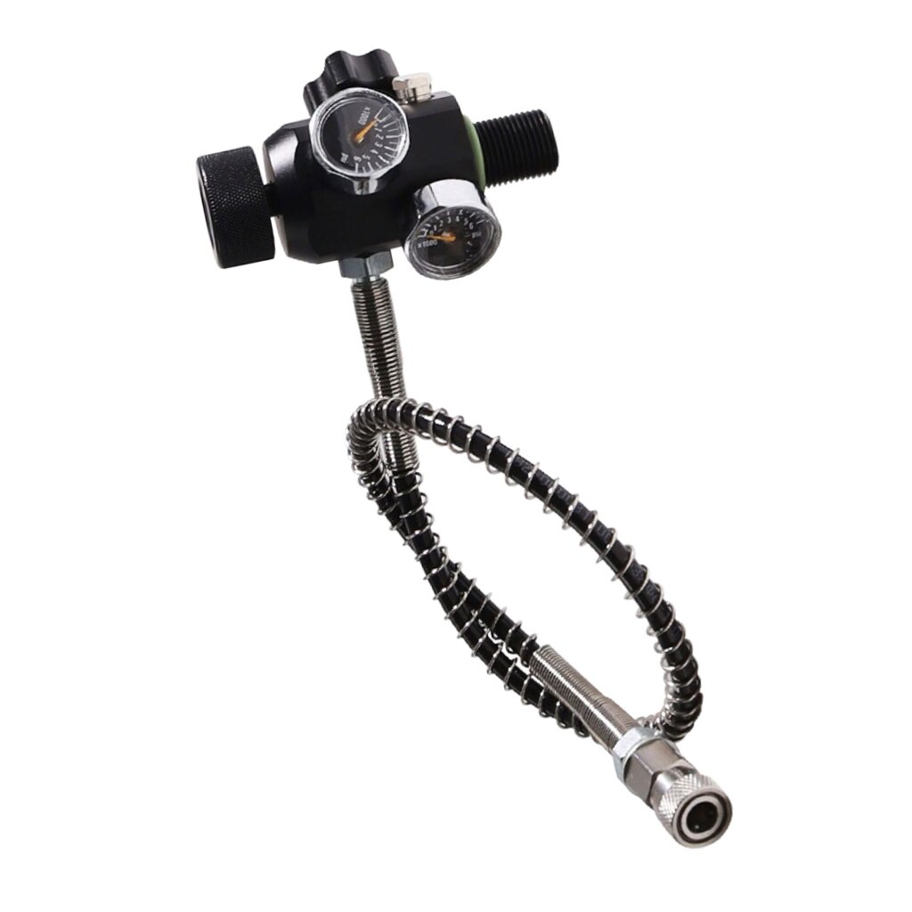 Клапан баллона для водолазной бутылки, подсоединенный к 24-дюймовой трубе высокого давления с двойным манометрическим значением давления в баллоне от большого к малому