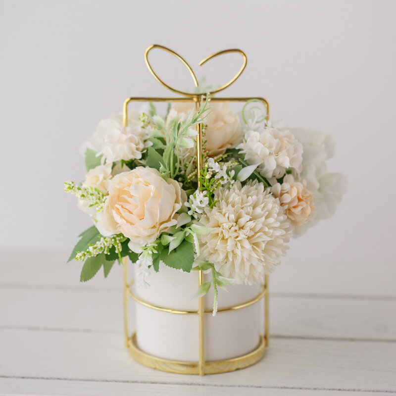 Искусственная цветочная композиция, маленький домашний декор для гостиной, украшение для офисного стола, искусственные цветы, сухой цветочный букет