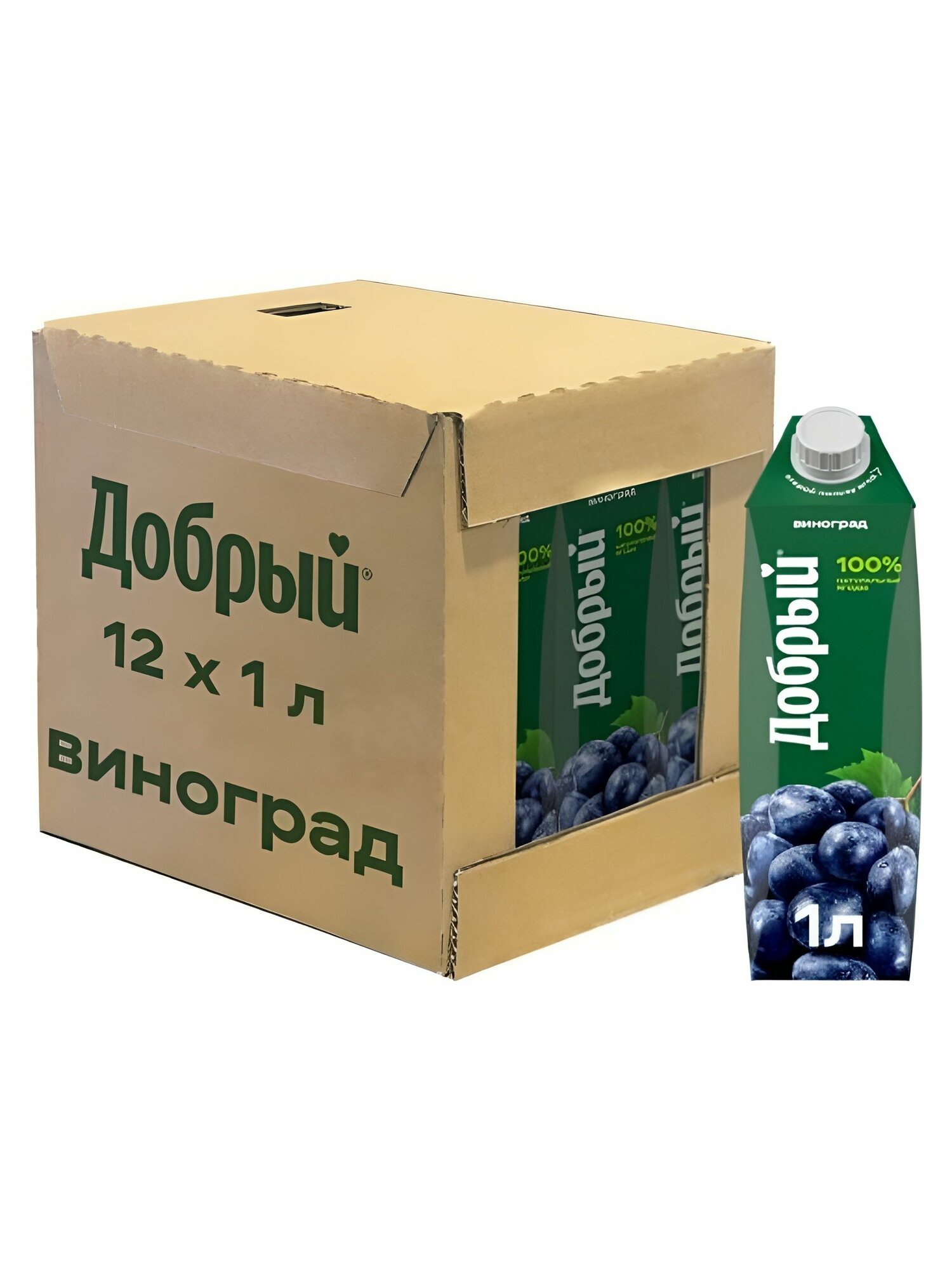 Нектар Добрый Виноград, 1 л. Упаковка 12 шт.