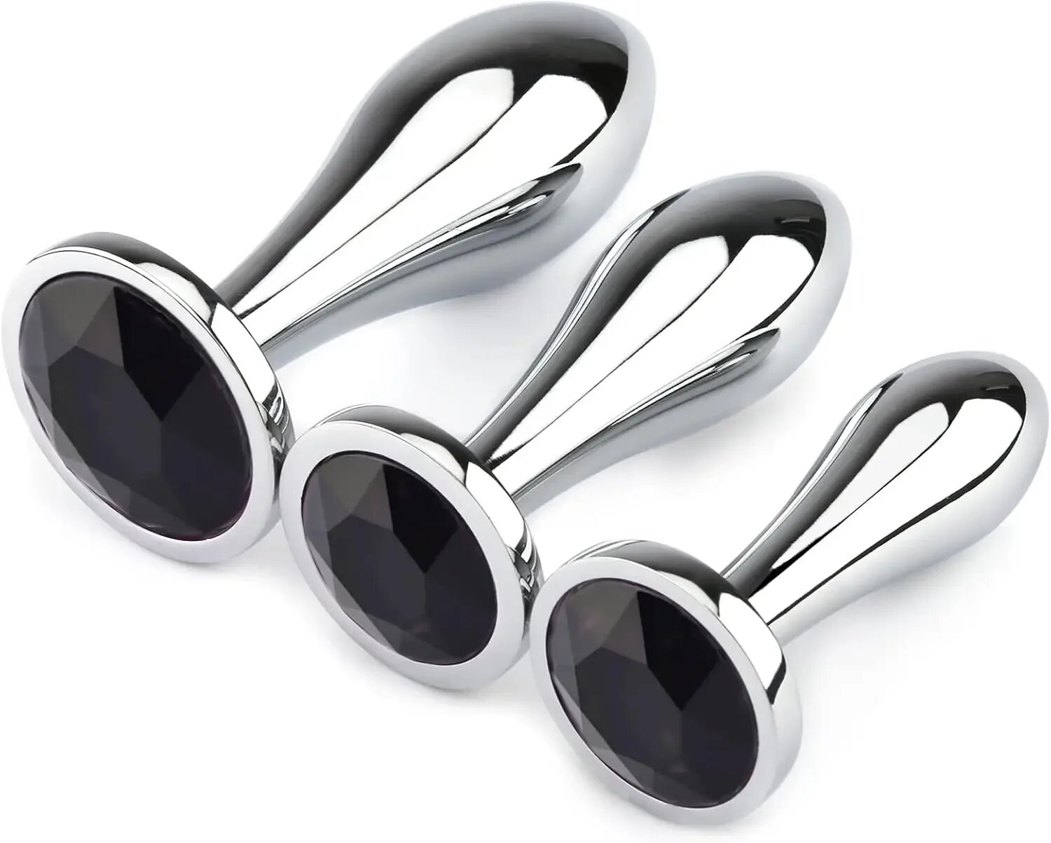 Анальная пробка, 3 шт, набор, безопасная металлическая анальная пробка, секс-игрушки с кристаллами и бриллиантами, анальные игрушки для начинающих для взрослых, унисекс, игрушки для взрослых Черный