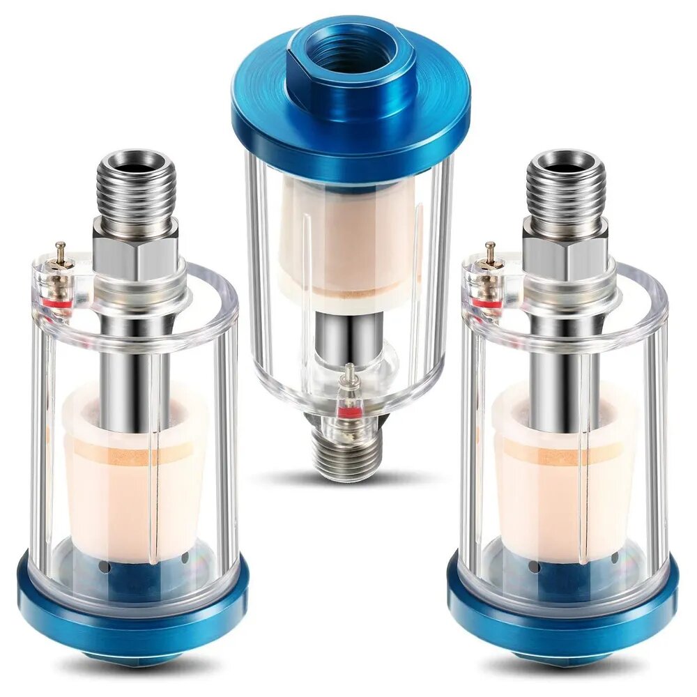 Водяной масляный сепаратор, 3 шт, фильтр для аэрографа, влагоотделитель для фитинга компрессора воздушной линии, вход и выход 1/4 дюйма NPT