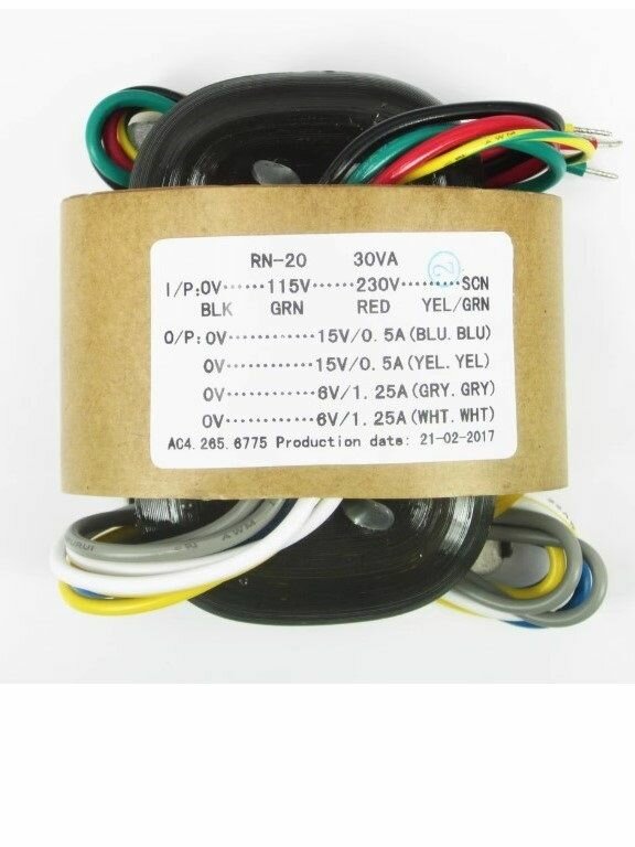 1, 30 Вт двойной силовой трансформатор R-типа 15 В + двойной 6 В, 115 В-230 В