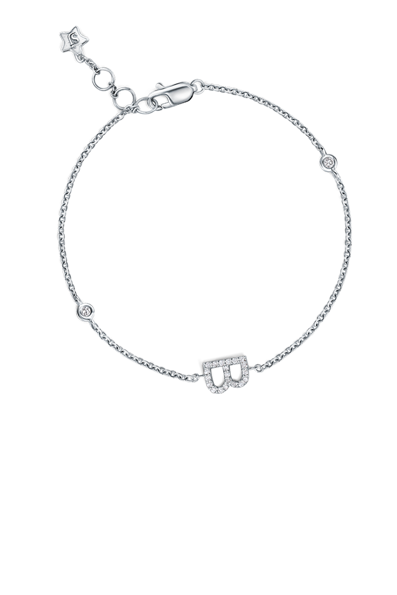 Браслет, белое золото, 585 проба, бриллиант