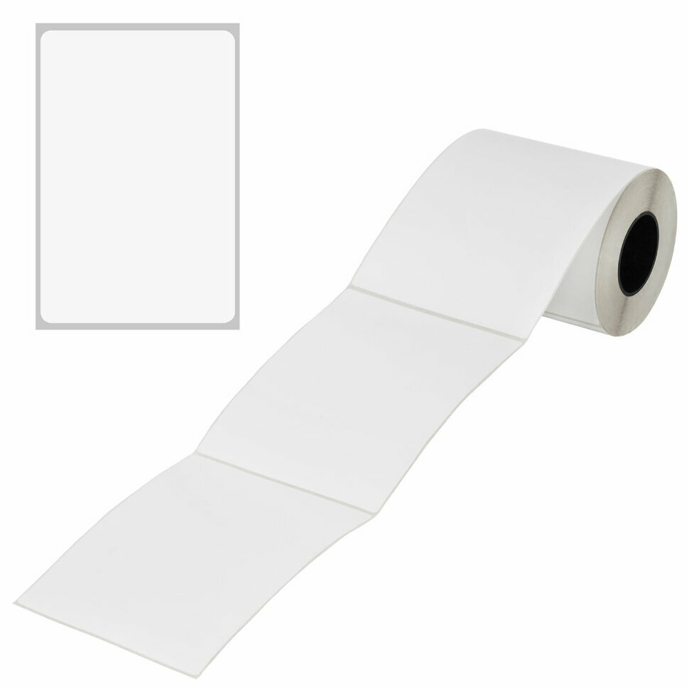 Термоэтикетки ЭКО, 100х150 мм, 300 этикеток в ролике, прозрачная подложка из пленки, 114510, 4 штук, 114510