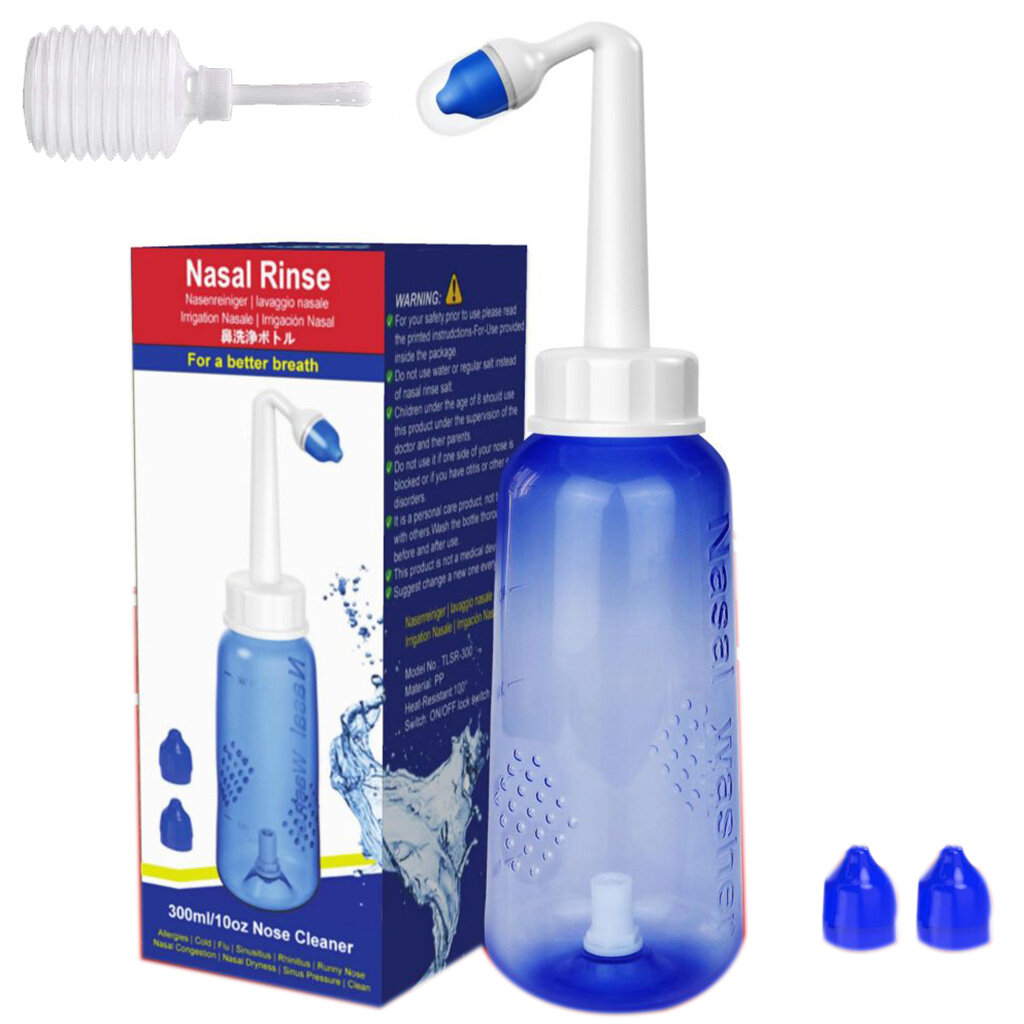 Очиститель Для Промывания носа Практичный Ополаскиватель Под Давлением Для Орошения носа Прочный Пластиковый Флакон Для Промывания Носа Без BPA 300 МЛ для Взрослых