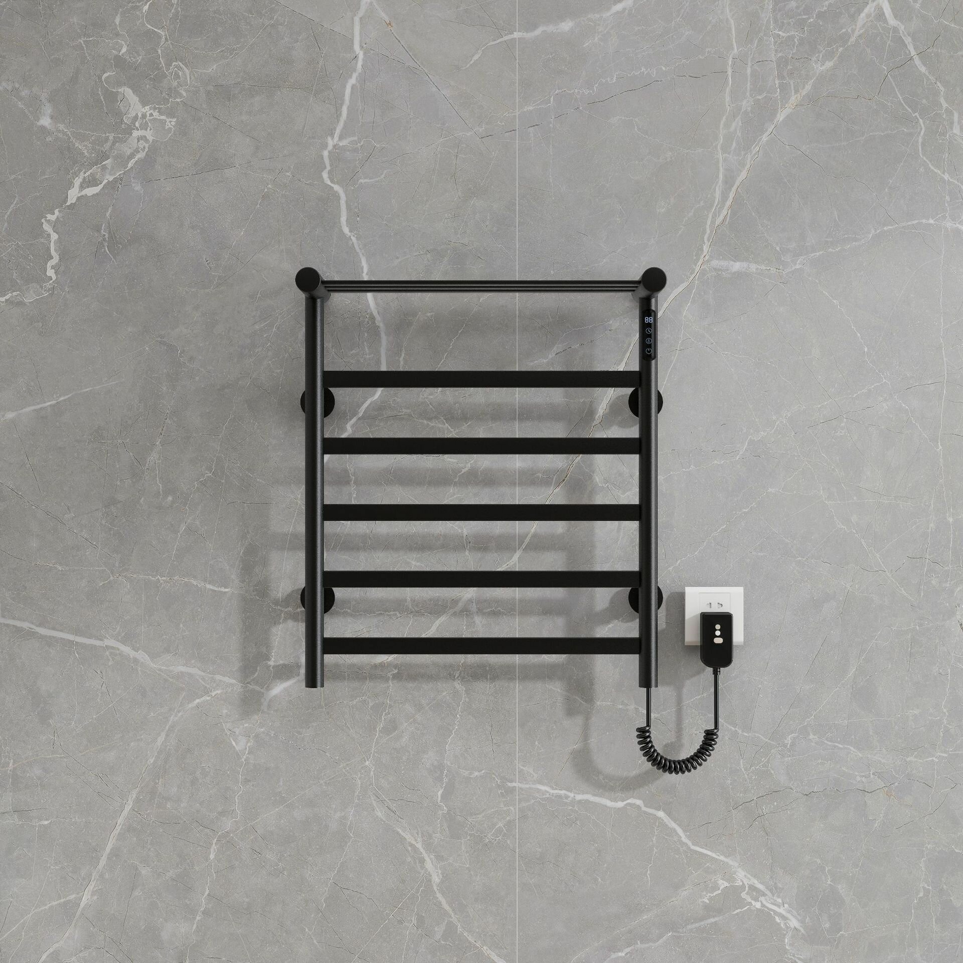 Космический алюминиевый умный электрический подогреваемый полотенцесушитель с постоянной температурой, вращающаяся стойка для хранения из нержавеющей стали без сверления