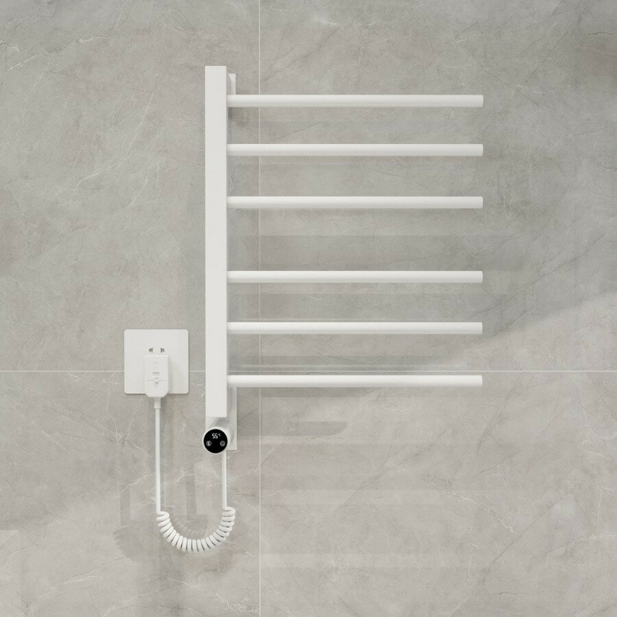 Космический алюминиевый умный электрический подогреваемый полотенцесушитель с постоянной температурой, вращающаяся стойка для хранения из нержавеющей стали без сверления