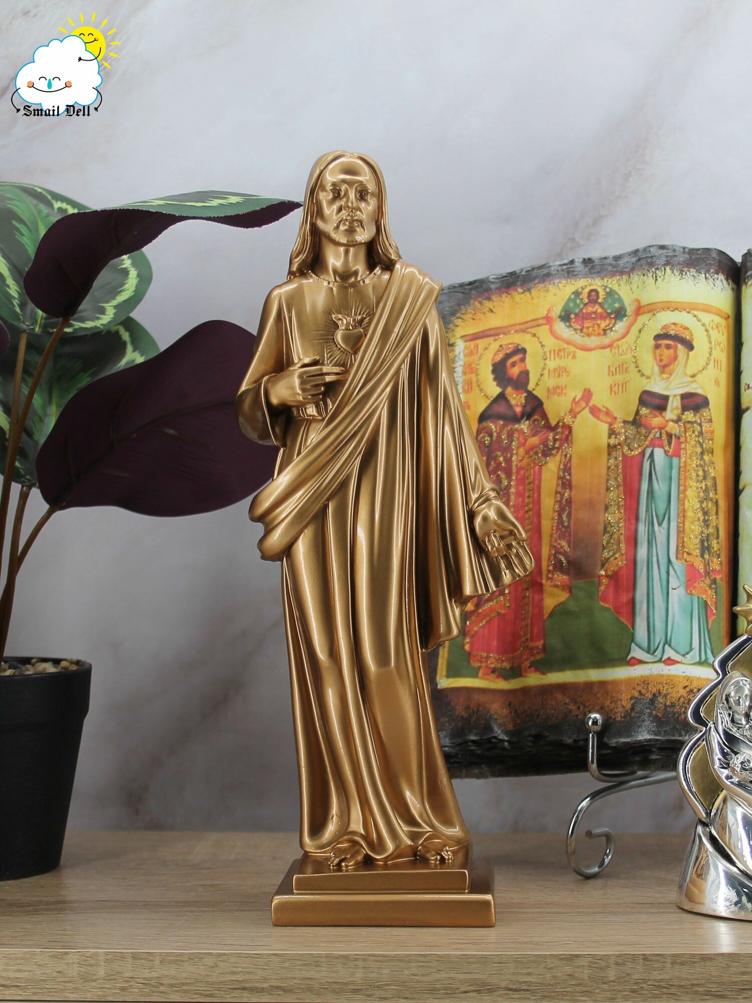 Статуэтка Иисус , гипс , 26 см , цвет бронза темная