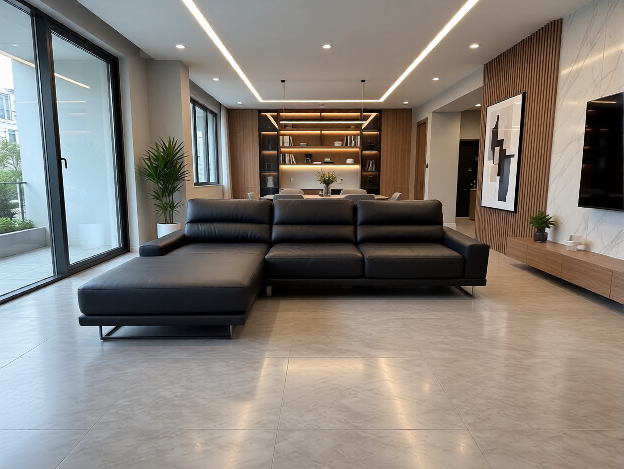 Фабрика мебели Pooh Кожаный угловой диван Рипозо Skin, нераскладной