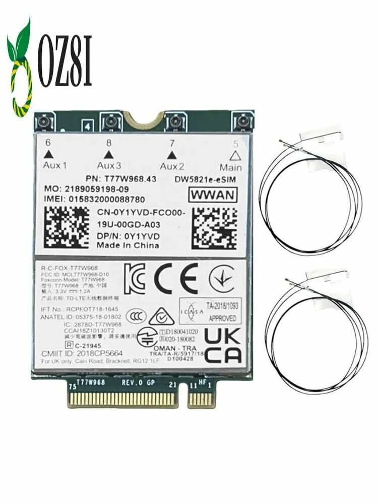 (H V Q D) T77W968 DW5821e E-SIM 4G LTE Модуль CAT16 1 Гбит/С Карта
