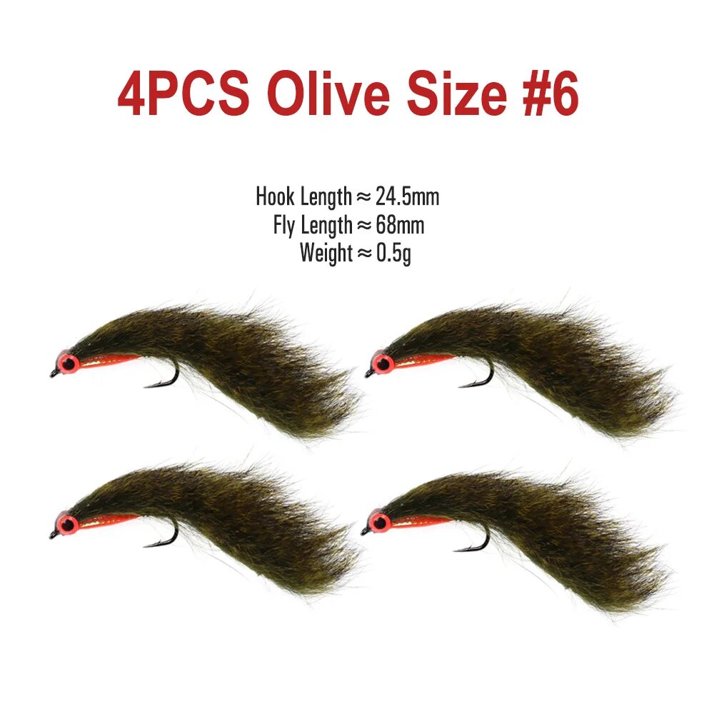 Vtwins Zonker Стример для ловли рыбы 4 шт. 4PCS Olive Size 6