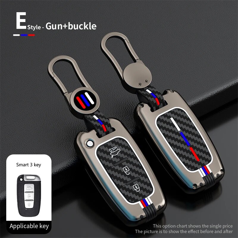 Чехол для ключей Hyundai/Kia, серый, gun+buckle