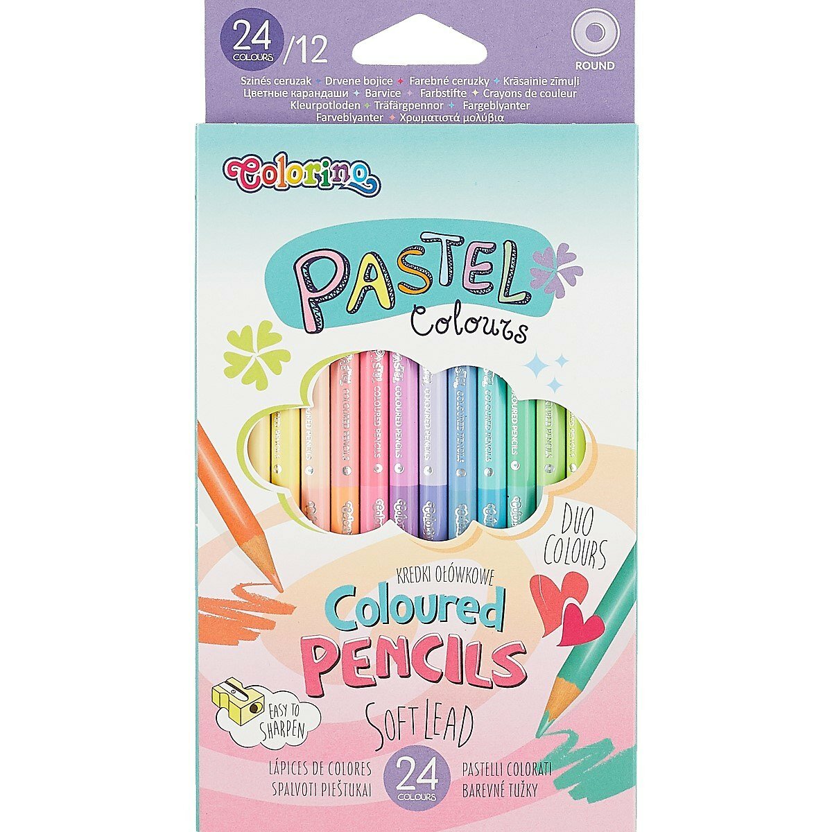 Карандаши цветные Colorino, Pastel, двухсторонние 24 цвета 12 штук