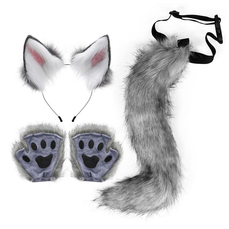 Костюм лисы для взрослых (3 предмета), Серый