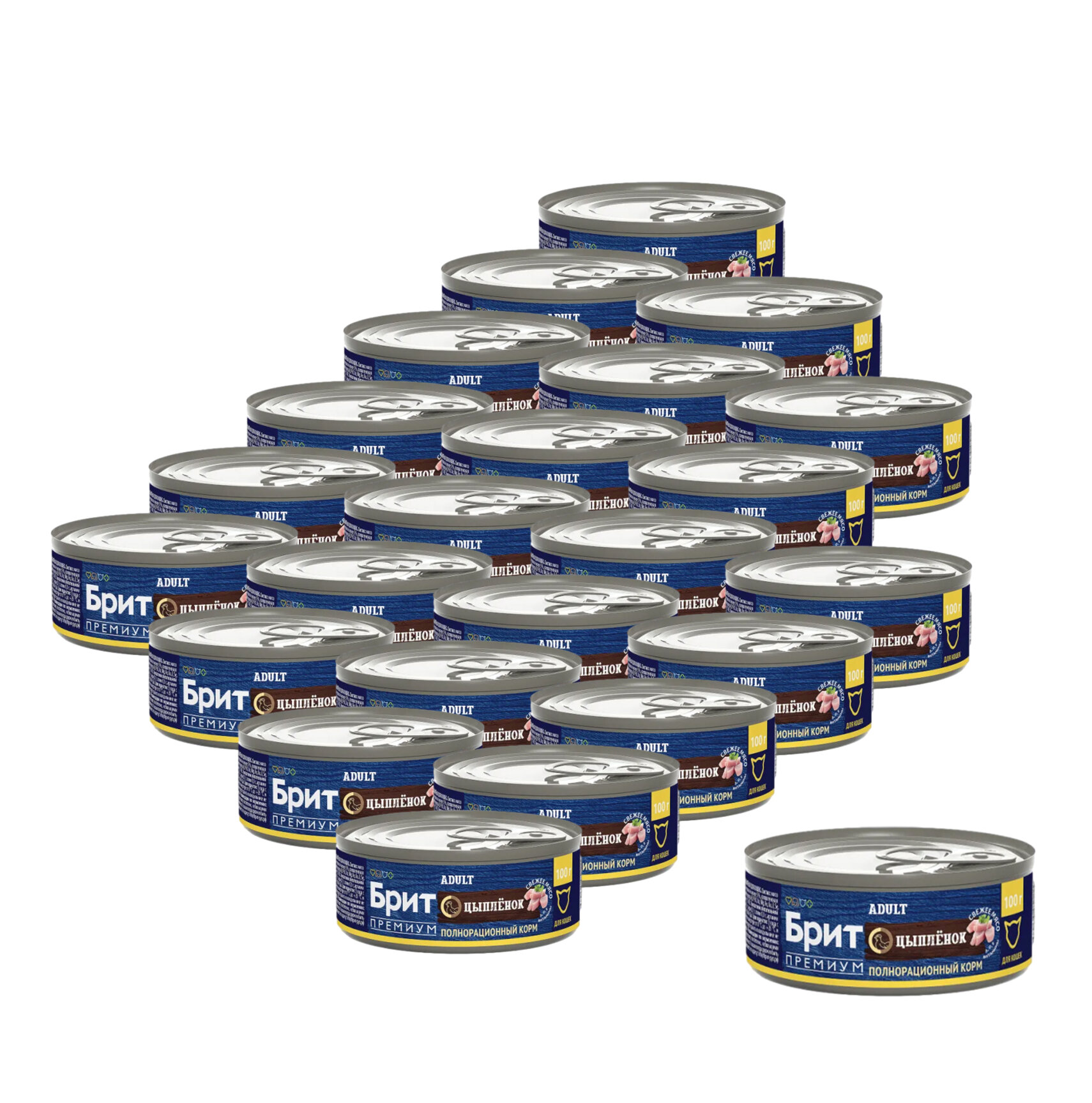 BRIT PREMIUM BY NATURE, Консервы с мясом цыплёнка для кошек, 100г x 24 шт.