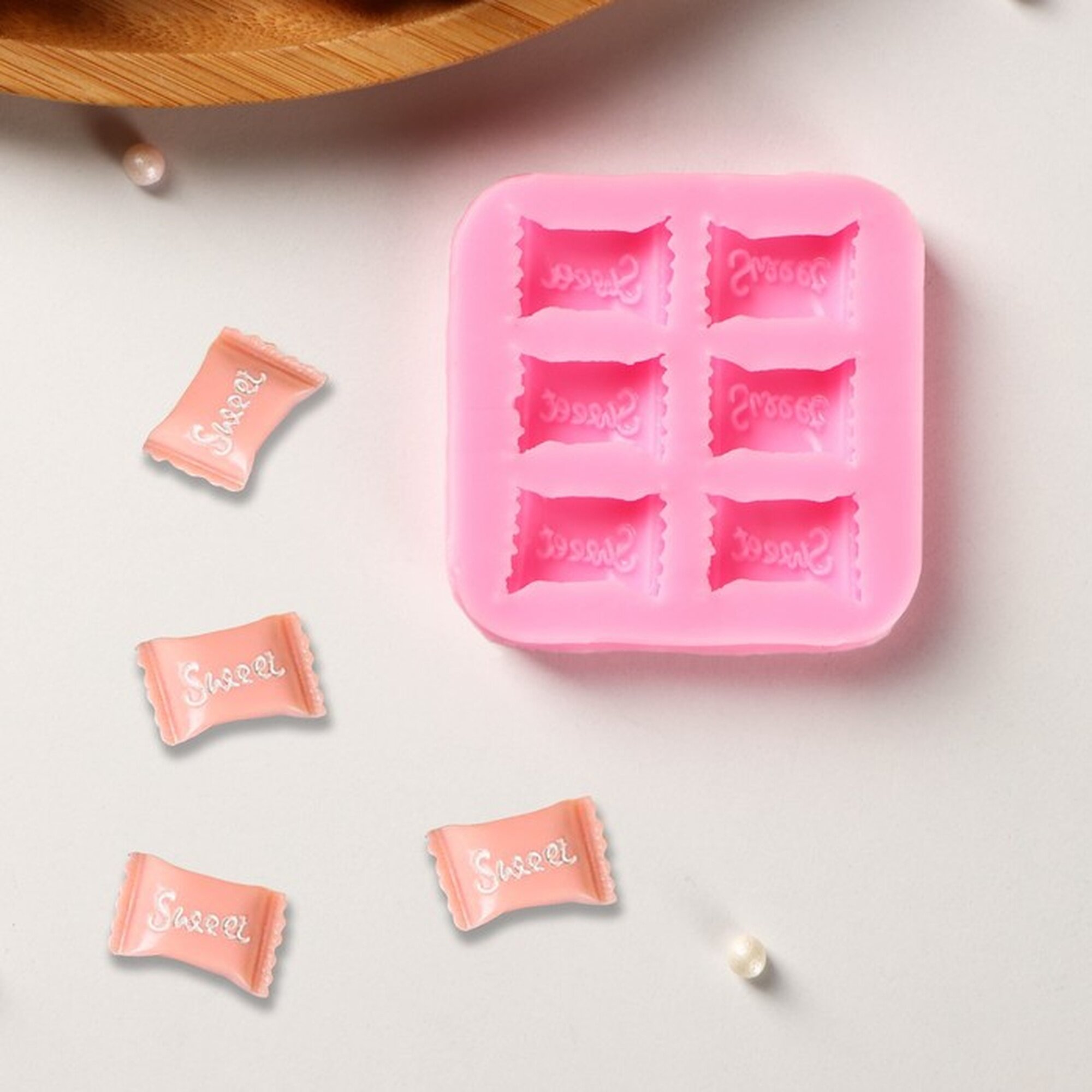 Силиконовый молд для льда и шоколада Sweet, 6×6×1 см, цвет розовый