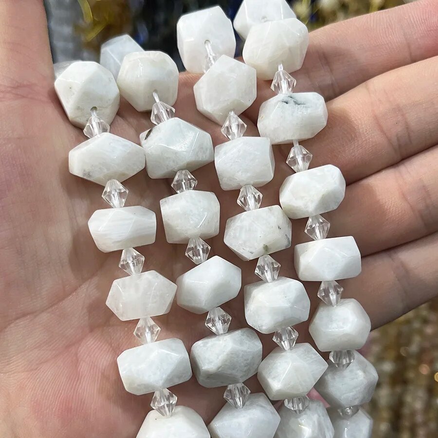 Натуральный синий лунный камень кристалл ручной работы нерегулярный граненый свободный для изготовления ювелирных изделий DIY ожерелье браслет 15 '12-15 мм