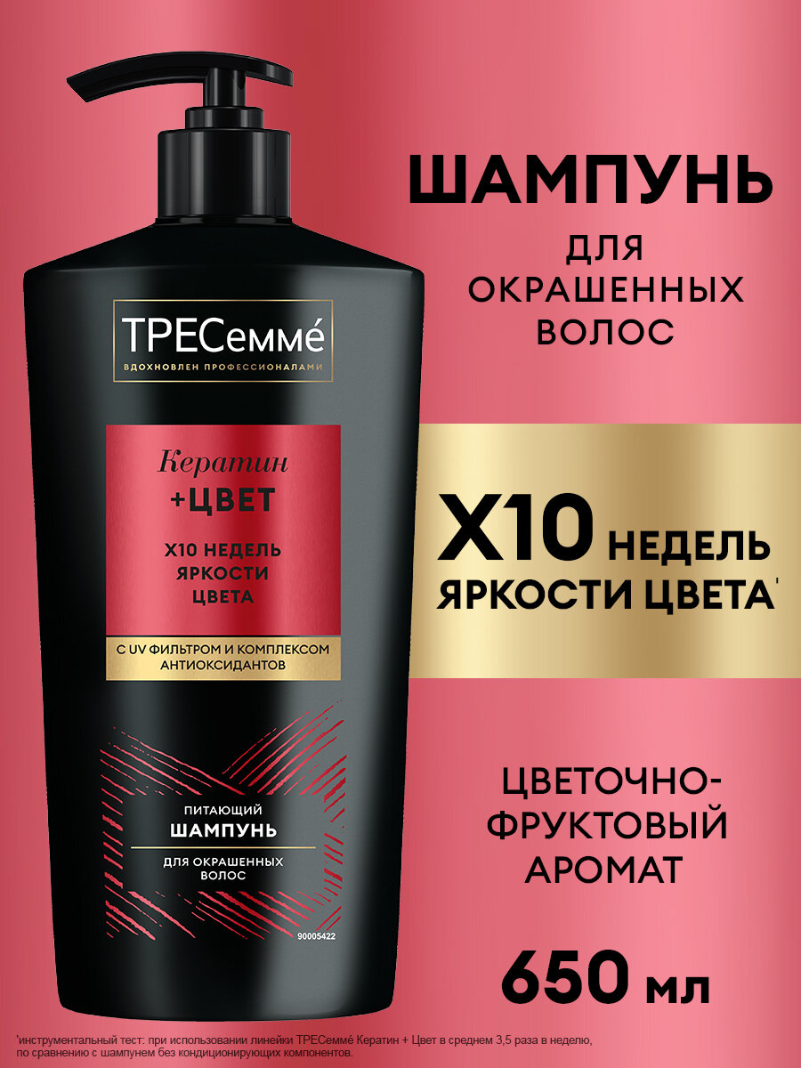 Тресеммé Кератин + Цвет шампунь для окрашенных волос, 650 мл