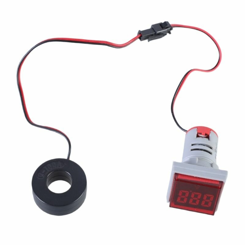 Маленький квадратный амперметр с цифровым дисплеем и круглым трансформатором-красный