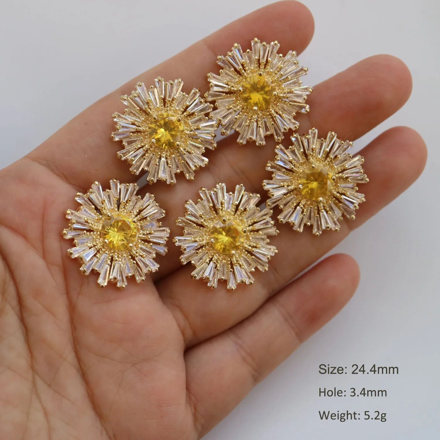 Хрустальные пуговицы 5 шт. Цвет: model 235 gold