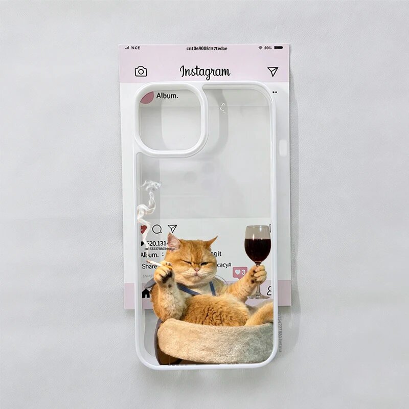 Чехол для телефона с рисунком курящего кота для iPhone 17 Air 16 15 14 13 12 11 17 Pro Max X XS XR 7 8 Plus SE2, жесткая задняя крышка из поликарбоната