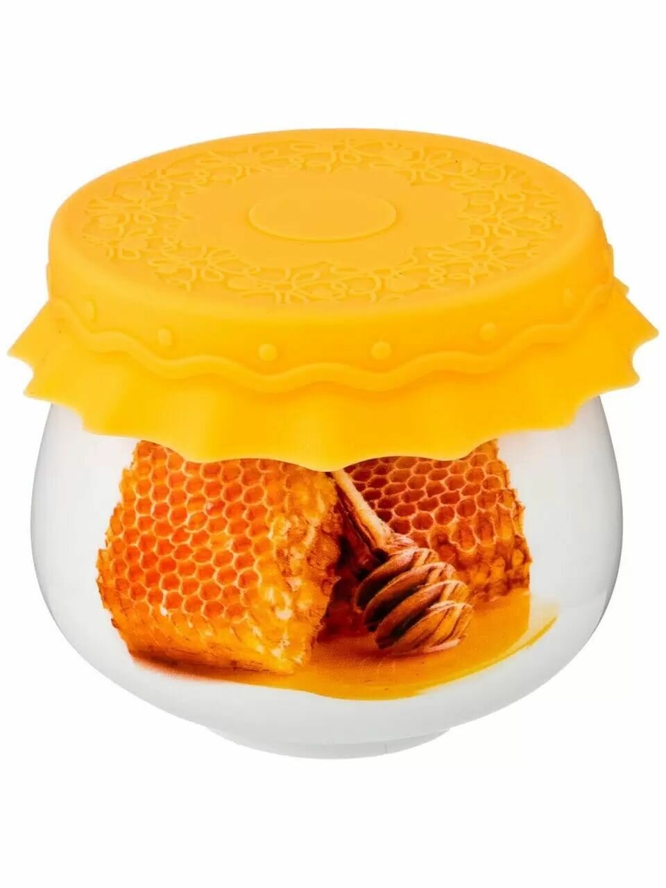 Банка Lefard Соты, фарфоровая, для меда и варенья, 0.18 л, силиконовая крышка