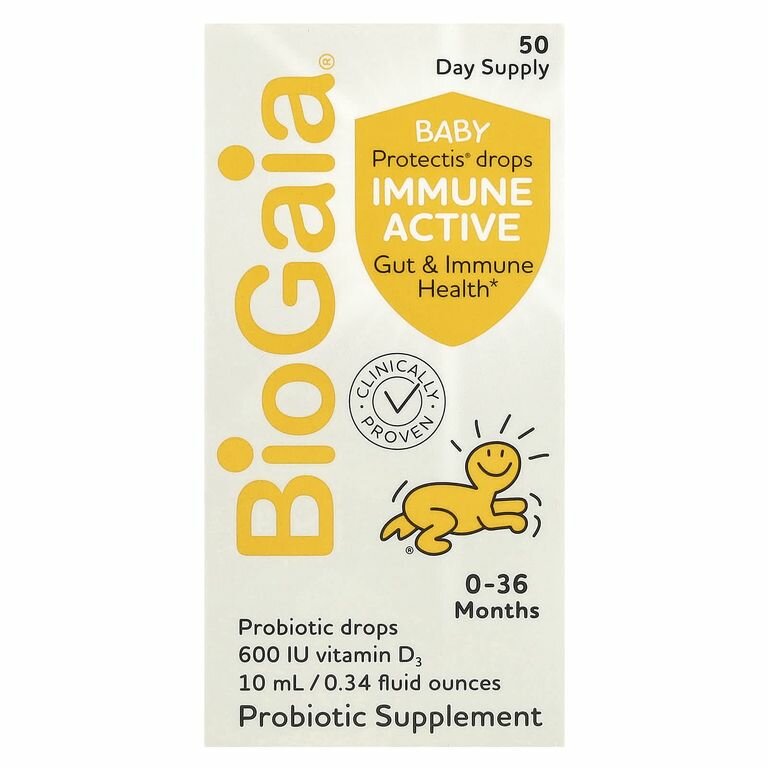 BioGaia, Baby Protectis Immune Active, капли для иммунитета, с пробиотиком и витамином D, 10 мл