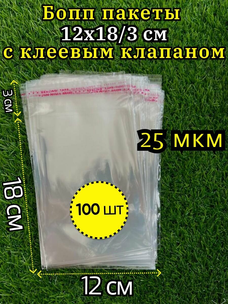 Бопп пакет с клеевым клапаном 12х18 25 мкм 100 шт