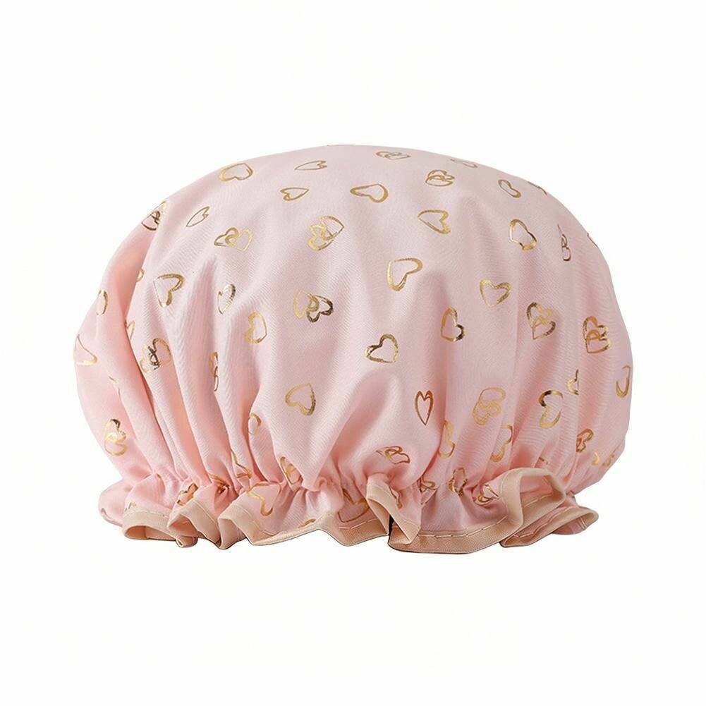 Двухслойная женская шапочка для душа, водонепроницаемая шапочка для волос, печать золотой фольгой.