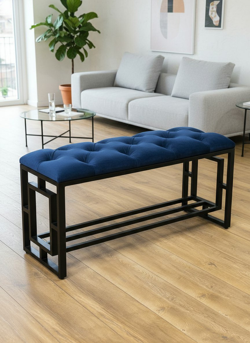 Обувница со скамейкой в прихожую, с подставкой под обувь, металлическая основа, 97х36х47